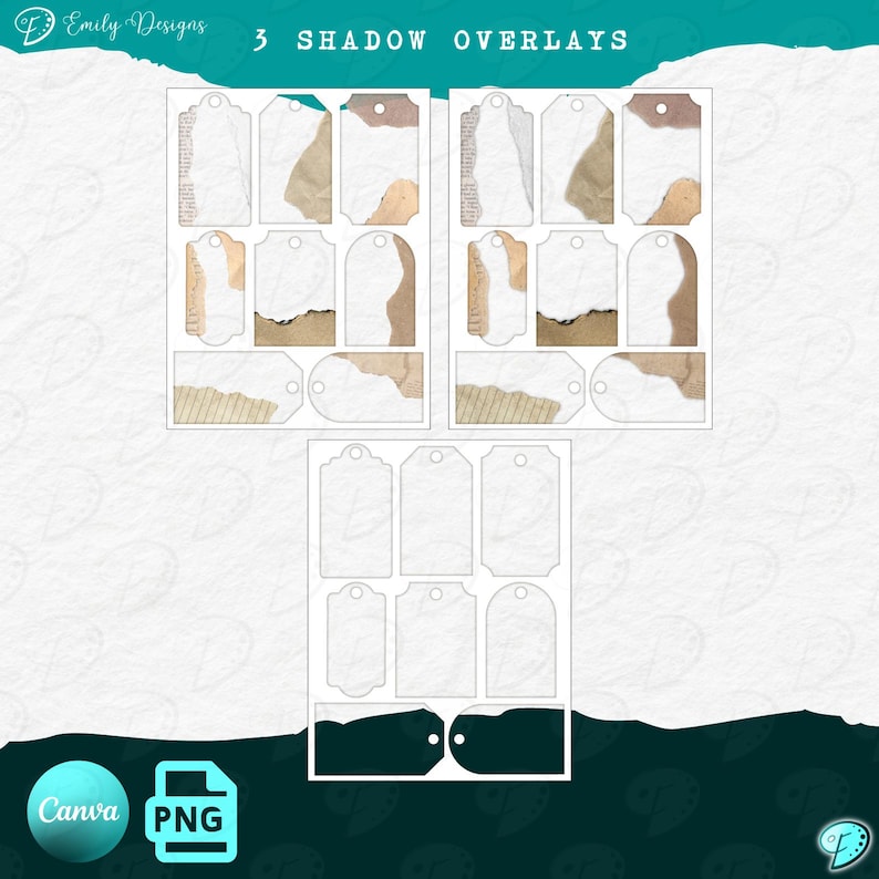 Torn Tags Template Overlay | Junk Journal | Scrapbook | Ephemera ...