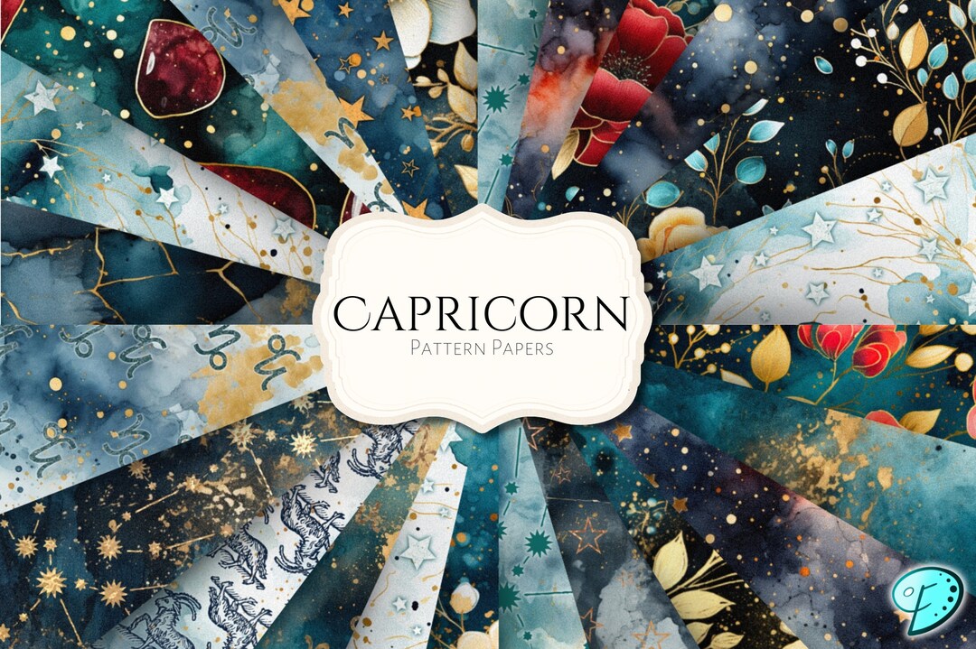 Capricorn Digital Pattern Paper | Ephemera | Vintage | Scrapbook ...