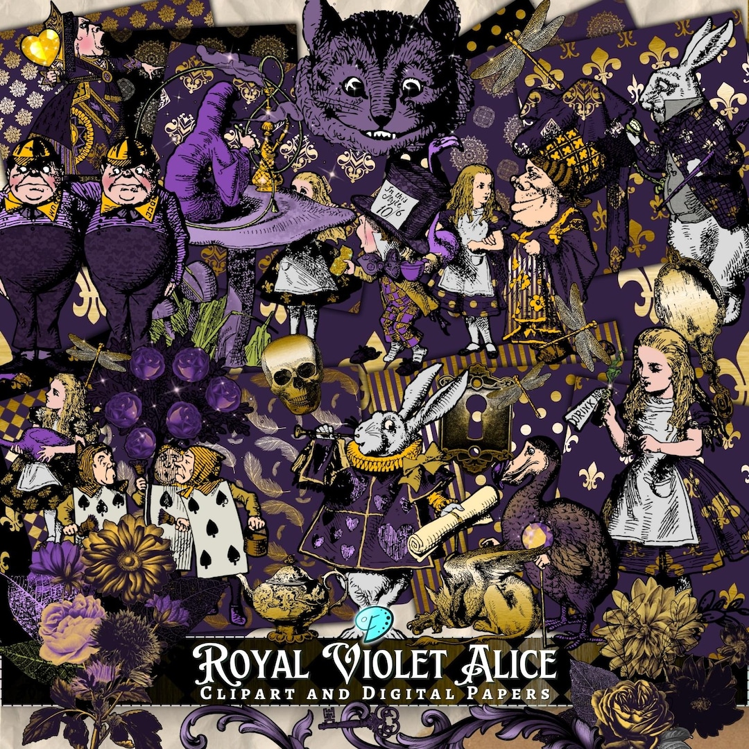 Royal Violet Alice Clipart and Digital Paper Kit | Ephemera | Vintage ...