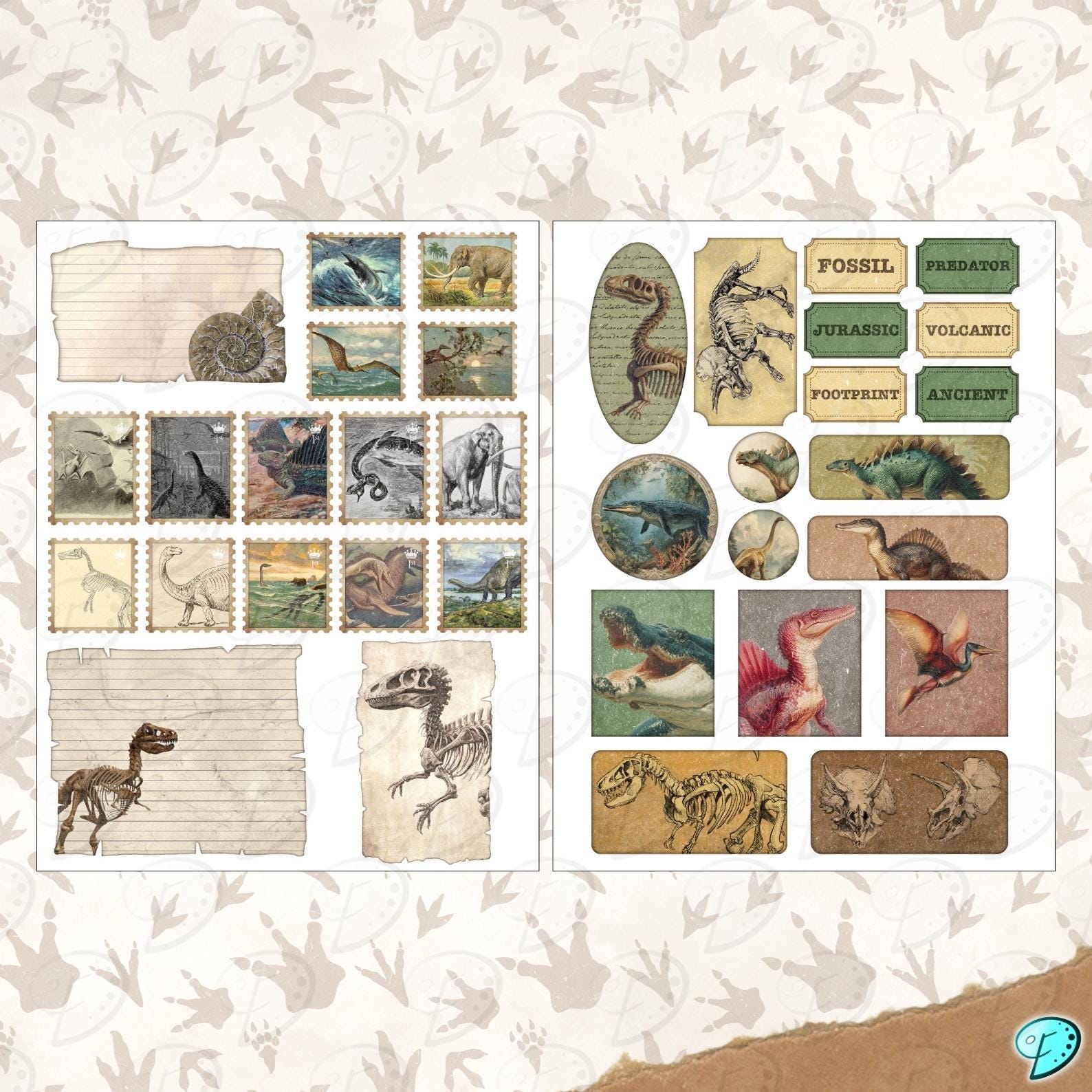 Prehistoric DELUXE Junk Journal Kit | Digital | Scrapbook | Ephemera ...
