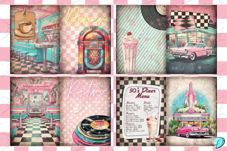 Retro Diner Junk Journal Kit | Ephemera | Antique | Vintage | Scrapbook ...