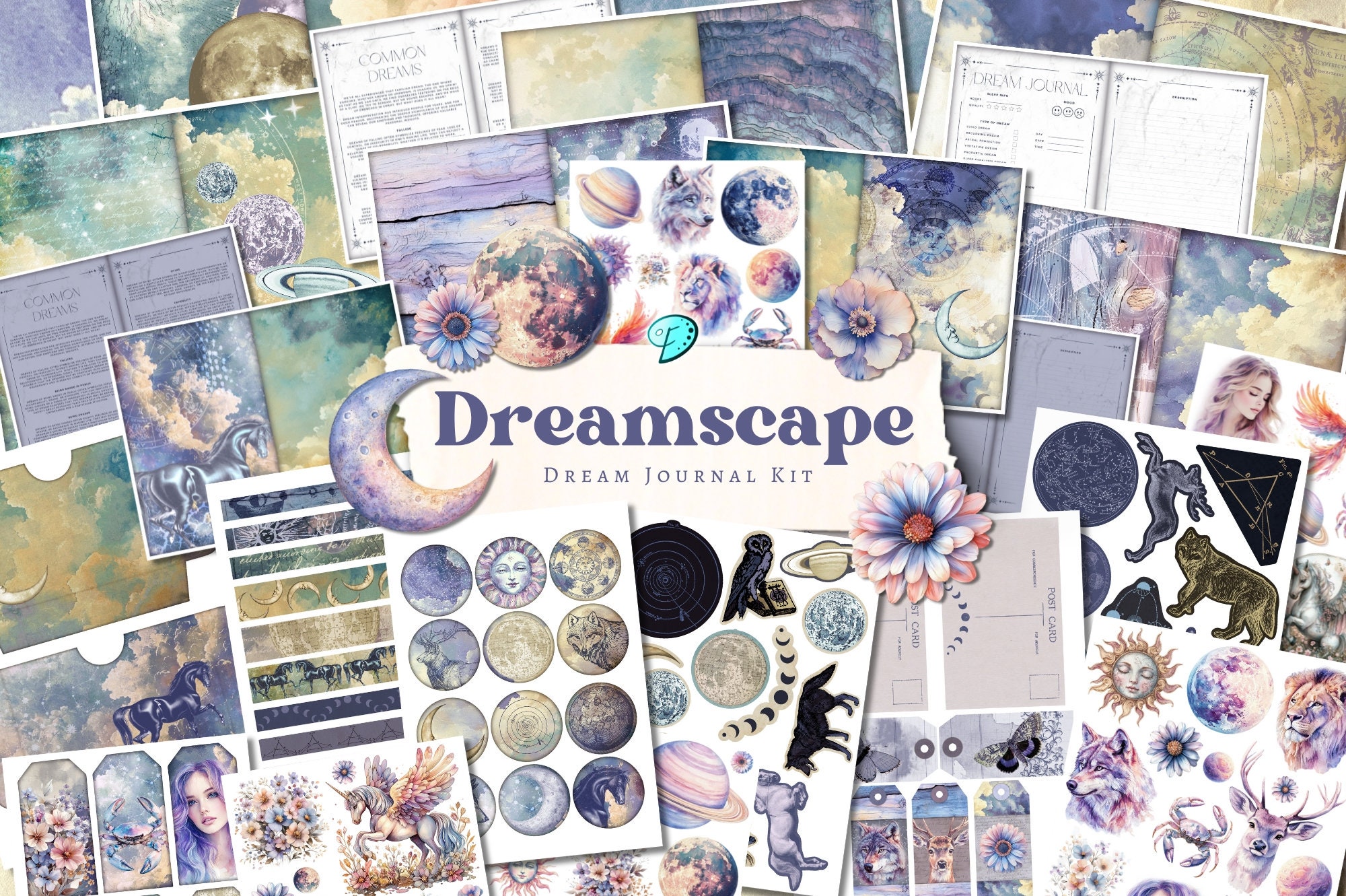 Dreamscape Dream Journal Kit | Vintage | Ephemera | Scrapbook | Digital ...
