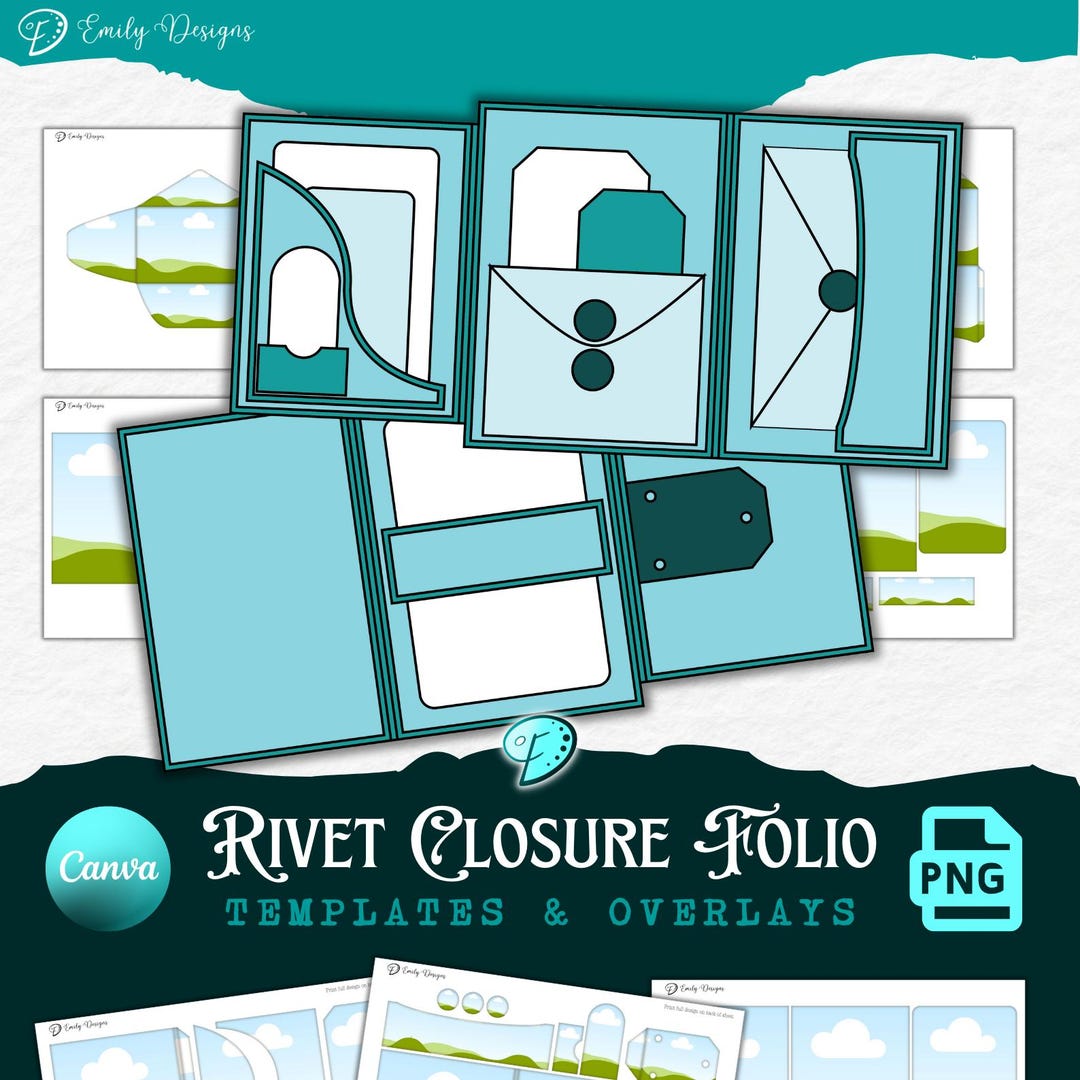 Rivet Closure Folio Template | Junk Journal | Scrapbook | Ephemera ...