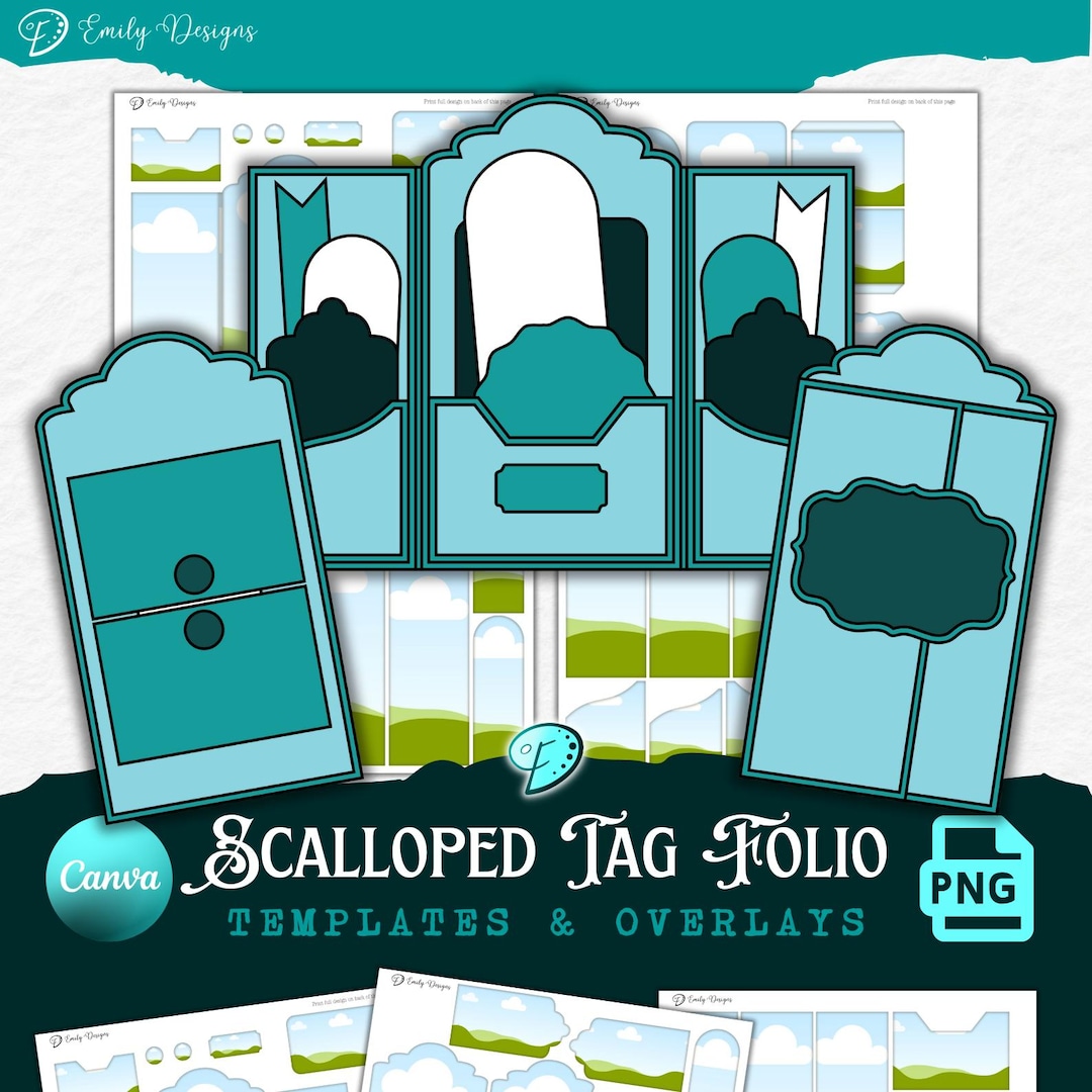 Scalloped Tag Folio Template | Junk Journal | Scrapbook | Ephemera ...
