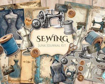 Junk Journal Sewing Vintage Photos Lace Printable Sewing - Etsy