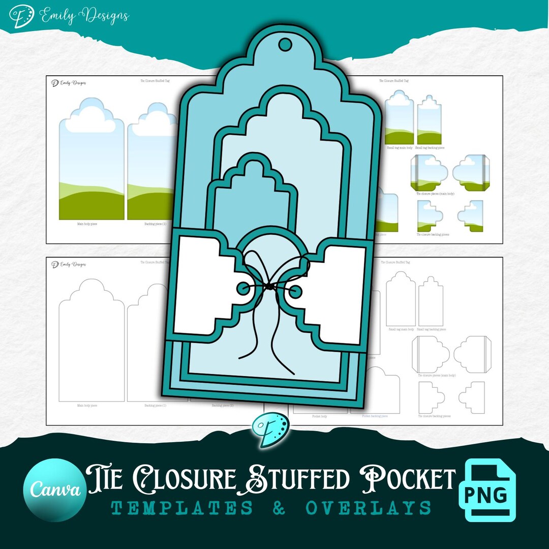 Tie Closure Stuffed Pocket Template | Junk Journal | Scrapbook ...