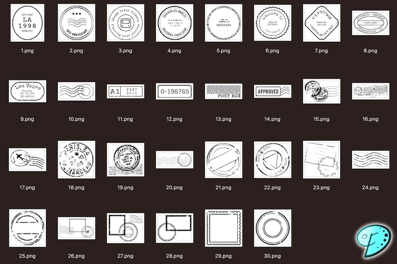 Postmark Stamps SVG & PNG Bundle Digital Overlay Distressed Junk ...