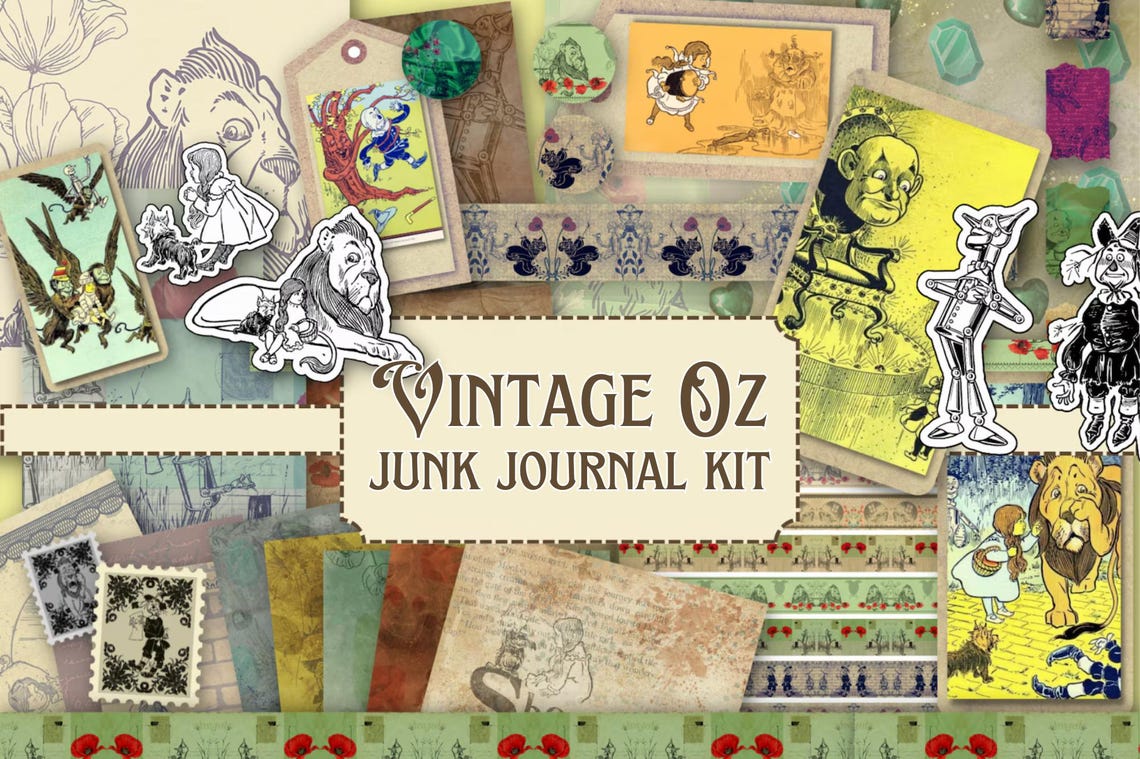 Vintage Oz Junk Journal Pack, Printable, Scrapbooking, Instant Download ...