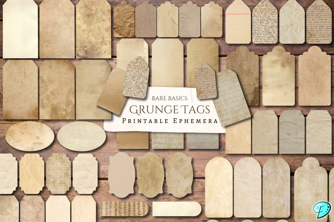 Bare Basics Grunge Tags | Antique | Junk Journal | Scrapbook | Card ...