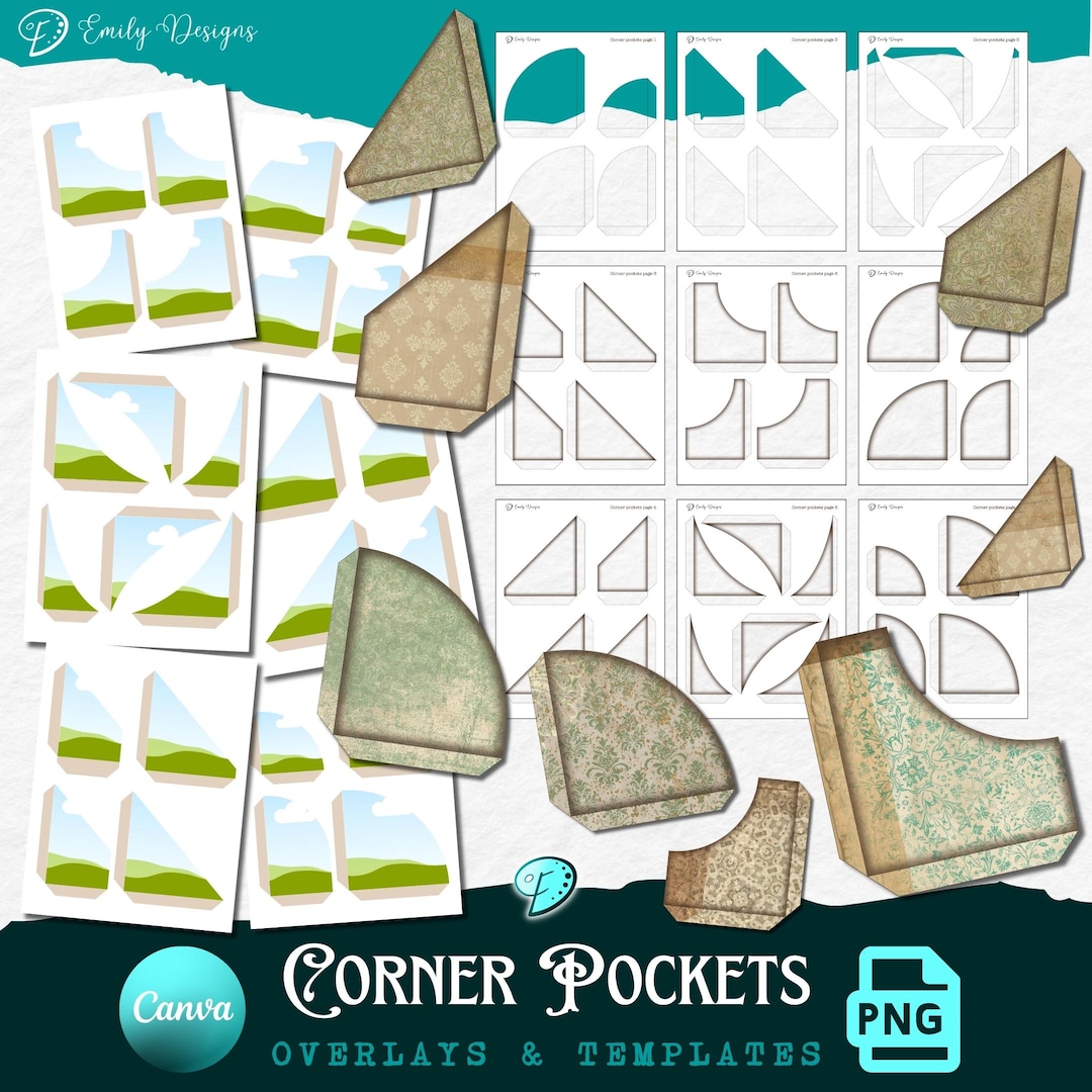 Corner Pocket Overlays and Templates | Background | Junk Journal ...