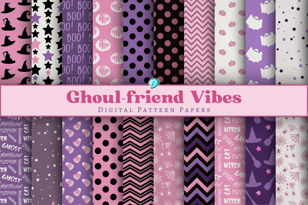 Ghoul-friend Vibes Seamless Pattern Papers | Digital | Ephemera | Junk ...