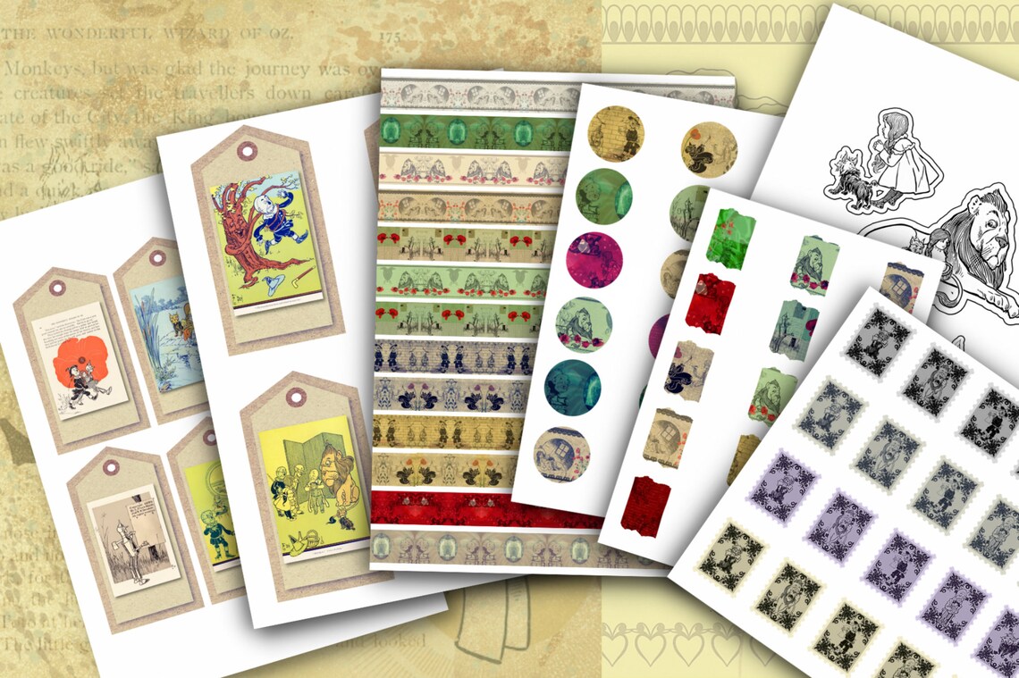 Vintage Oz Junk Journal Pack, Printable, Scrapbooking, Instant Download ...