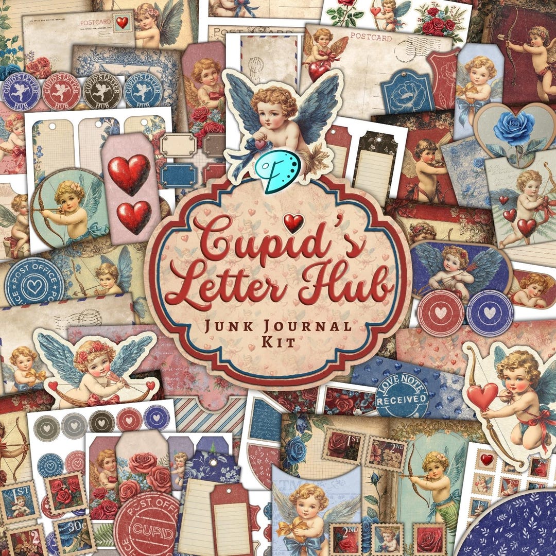 Cupid's Letter Hub Junk Journal Kit | Scrapbook | Digital | Ephemera ...