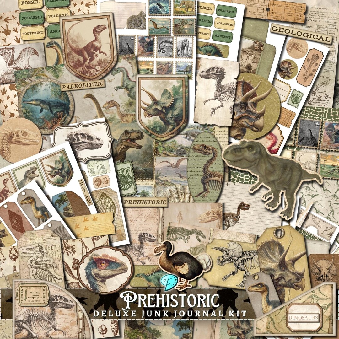 Prehistoric DELUXE Junk Journal Kit | Digital | Scrapbook | Ephemera ...