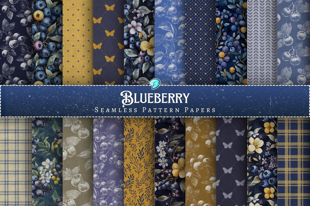 Blueberry Seamless Pattern Papers | Ephemera | Vintage | Scrapbook ...