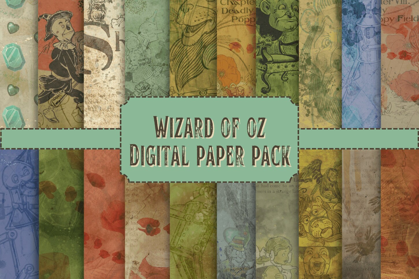 Vintage Oz Printable Digital Papers: Scrapbook Paper - Etsy