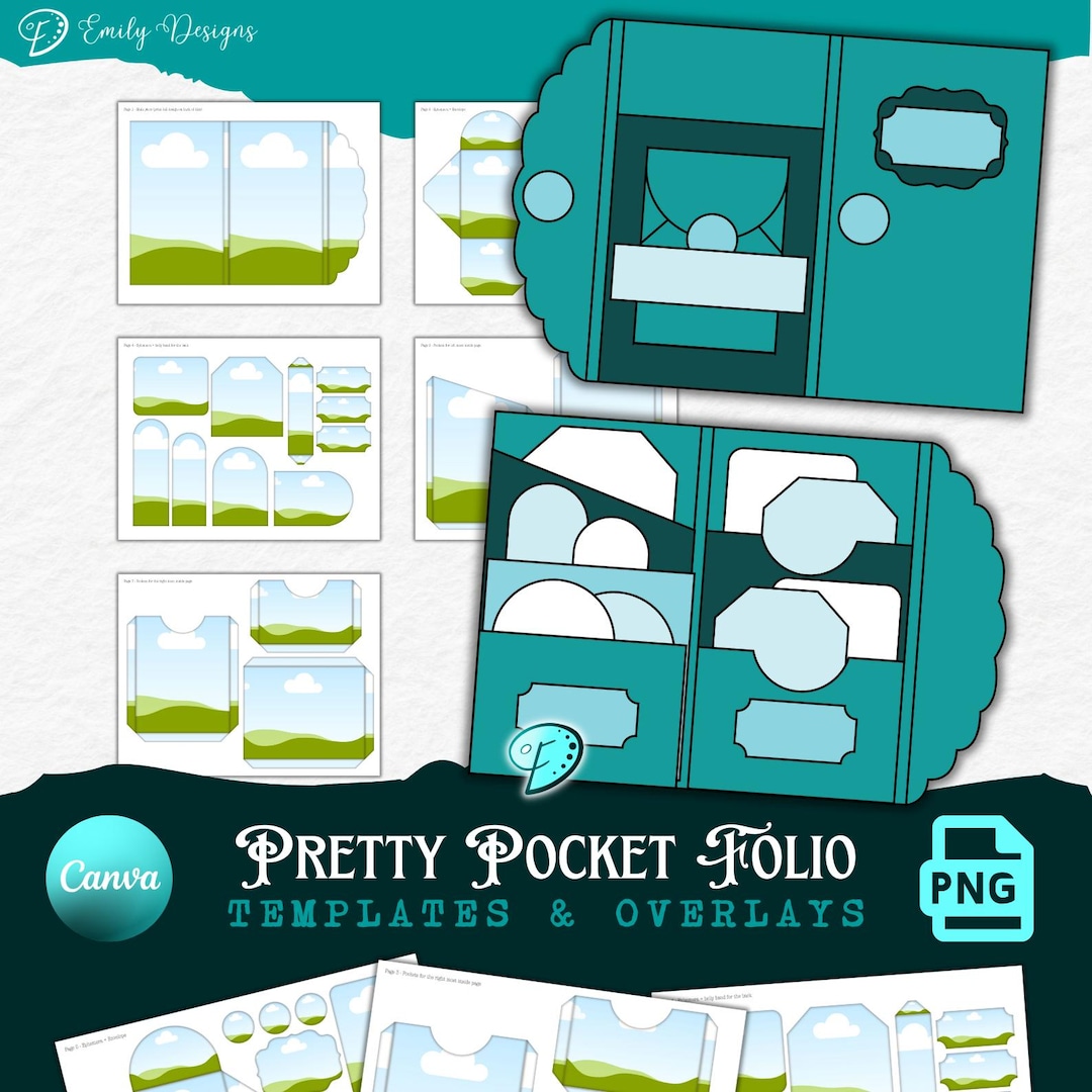 Pretty Pocket Folio Template Kit | Junk Journal | Scrapbook | Ephemera ...