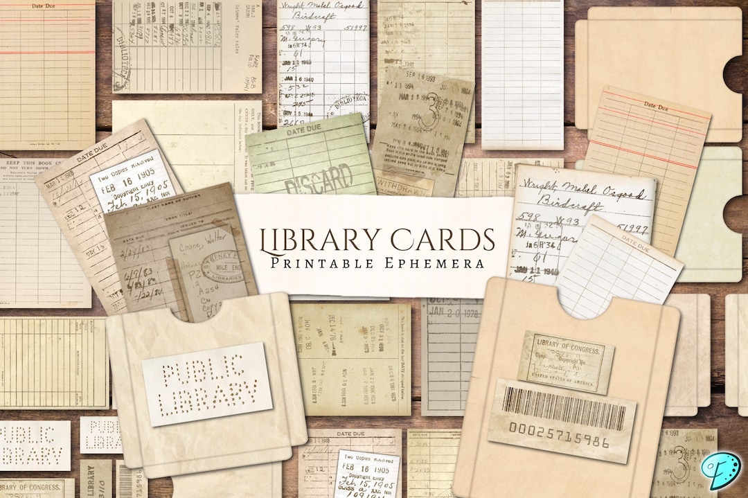Vintage Library Cards Printables | Ephemera | Antique | Aged | Old ...