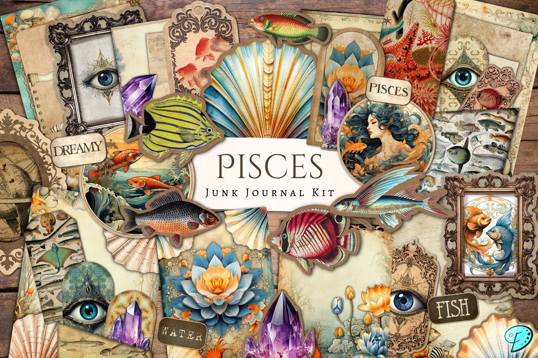 Pisces Junk Journal Kit | Scrapbook | Card Making | Vintage | Ephemera ...