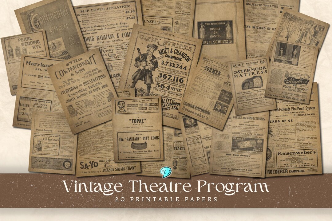 Vintage Theatre Program Printable Papers | Digital | Ephemera | Junk ...