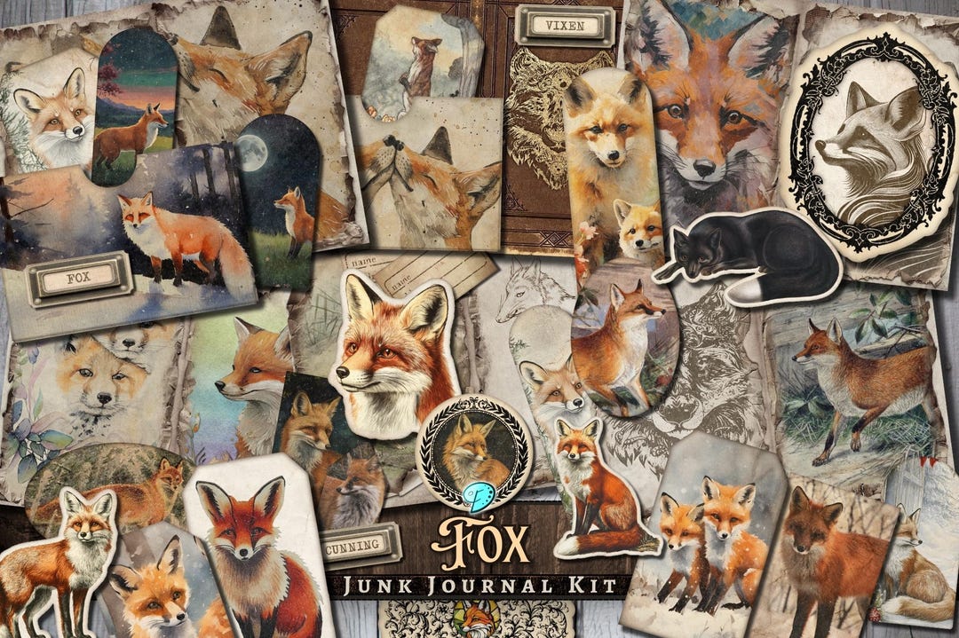 Fox Junk Journal Kit | Junk Journal | Scrapbook | Digital | Vixen ...