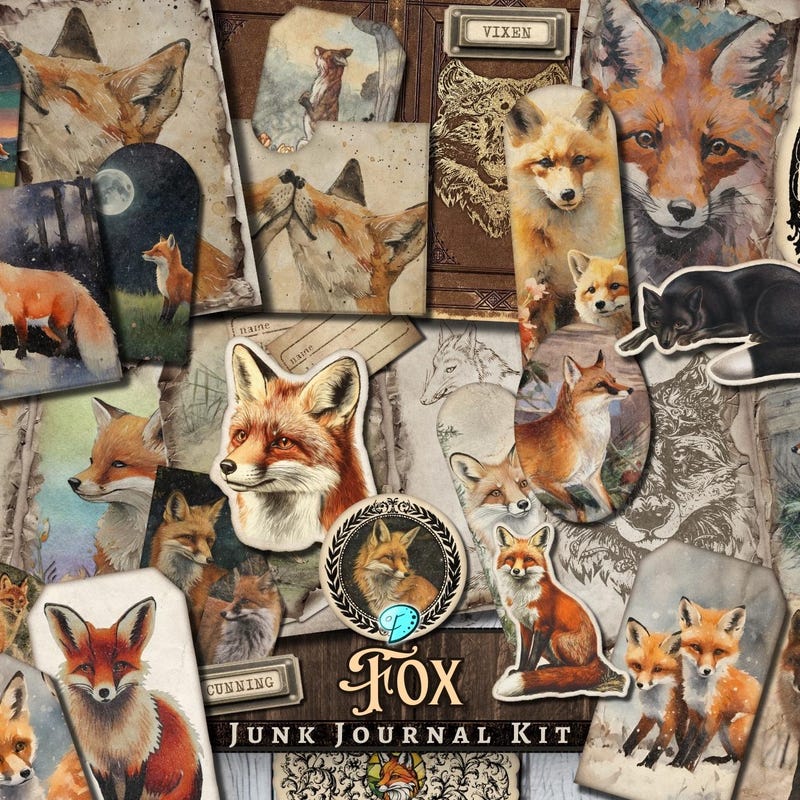 Steampunk Fox Ephemera - Etsy UK