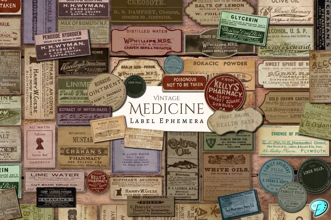 Vintage Medicine Label Ephemera | Antique | Aged | Printable | Junk ...