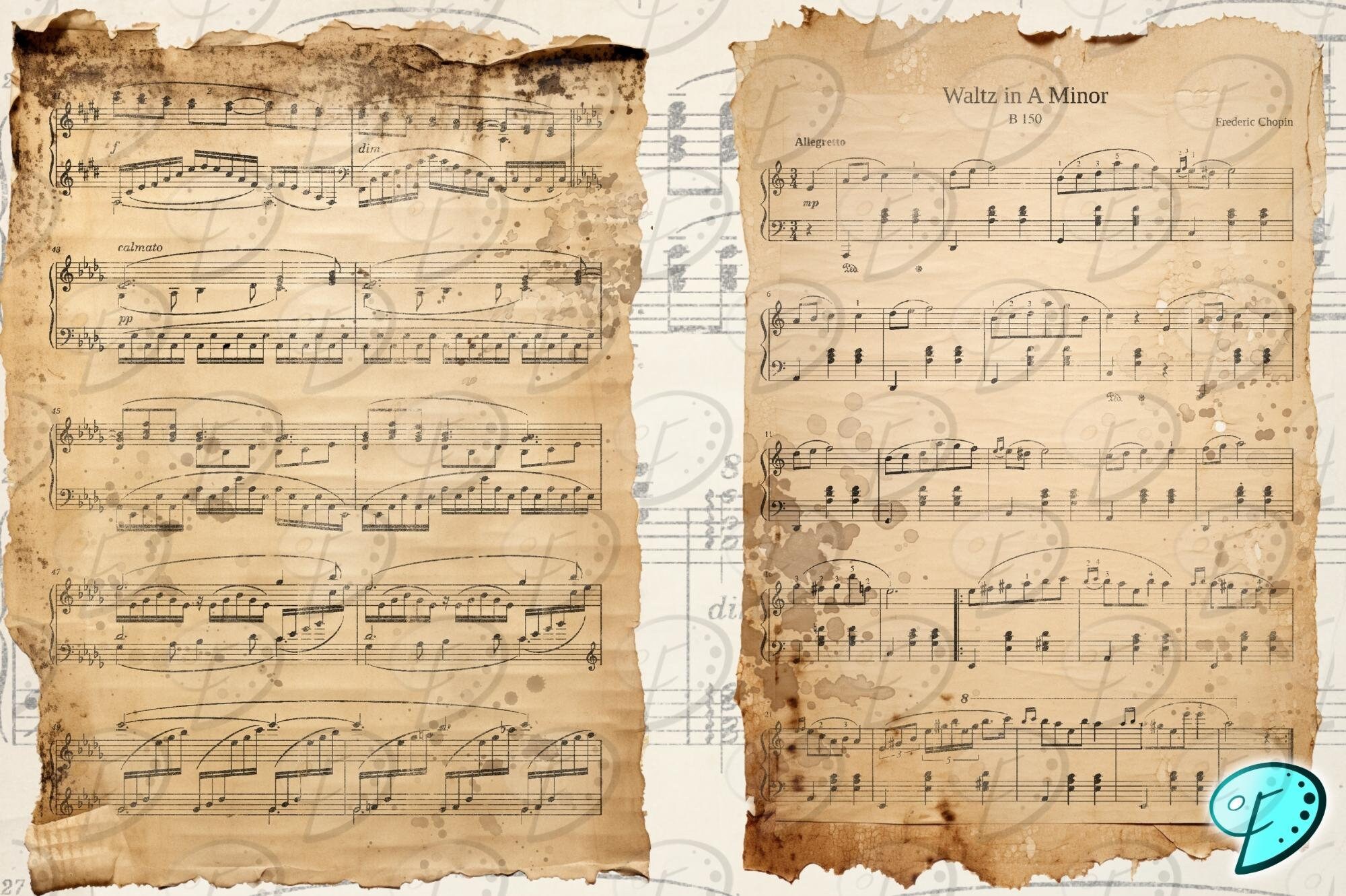 Vintage Sheet Music Pages PNG Bundle | Digital | Ephemera | Junk ...