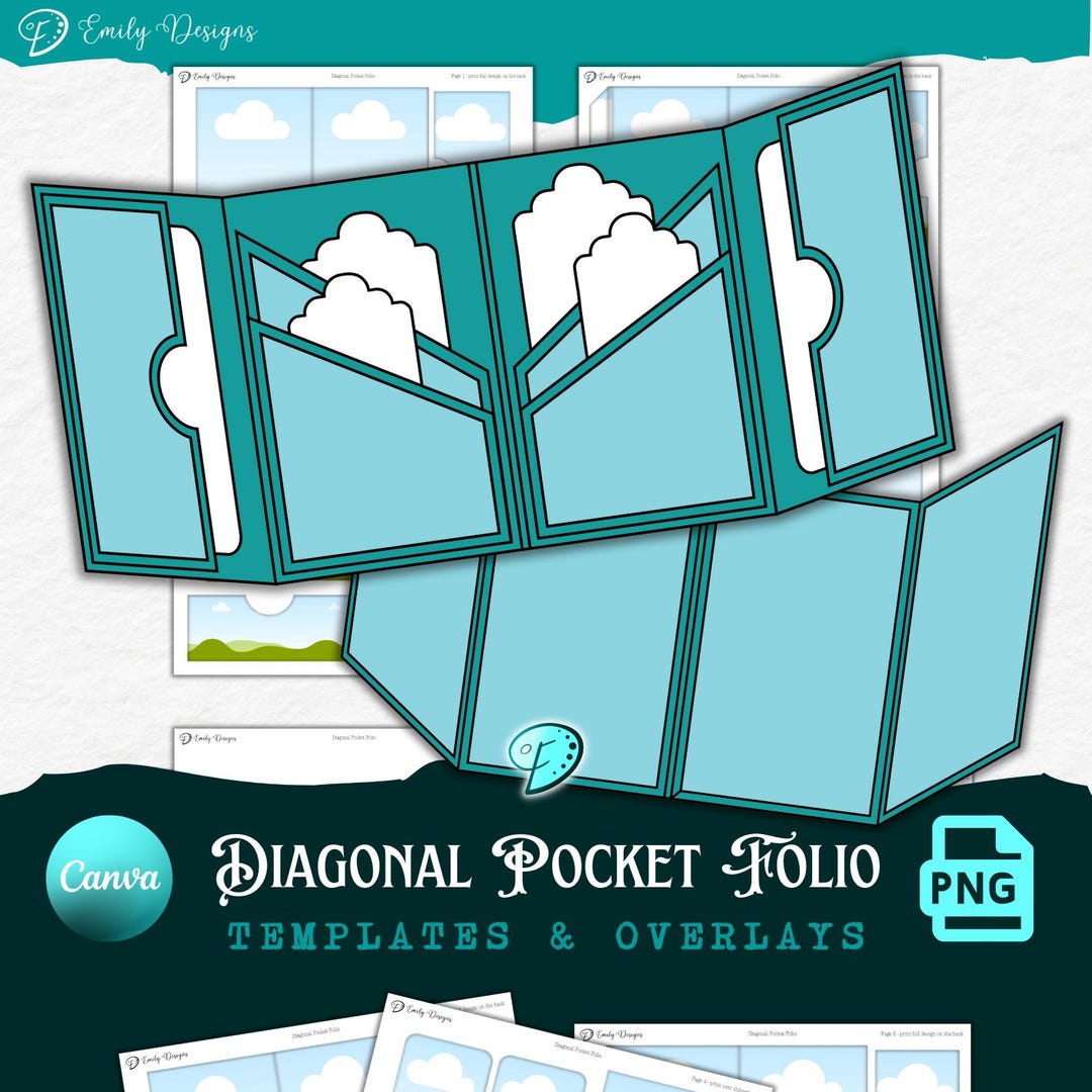 Diagonal Pocket Folio Template | Junk Journal | Scrapbook | Ephemera ...