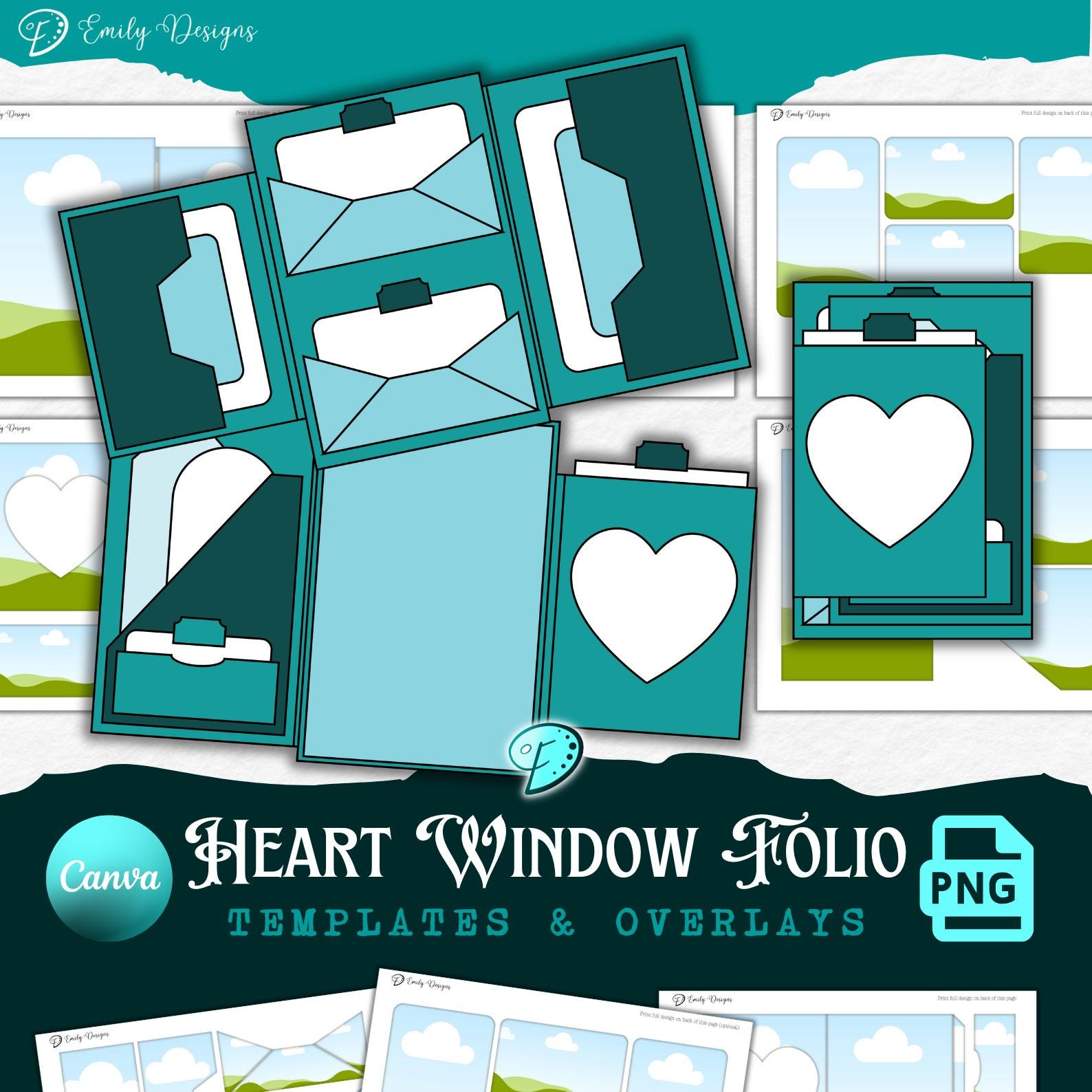 Heart Window Folio Template | Junk Journal | Scrapbook | Ephemera ...