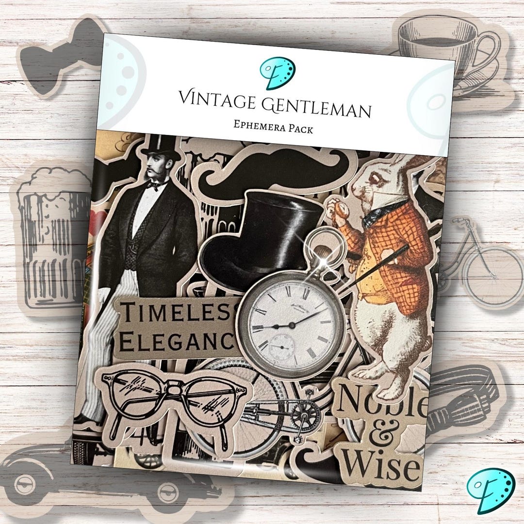 Vintage Gentleman Ephemera Pack | Junk Journal | Scrapbook | Card ...