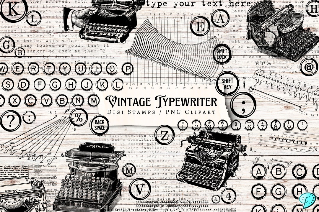 Vintage Typewriter Digi Stamps | Digital | Overlay | Distressed | Junk ...