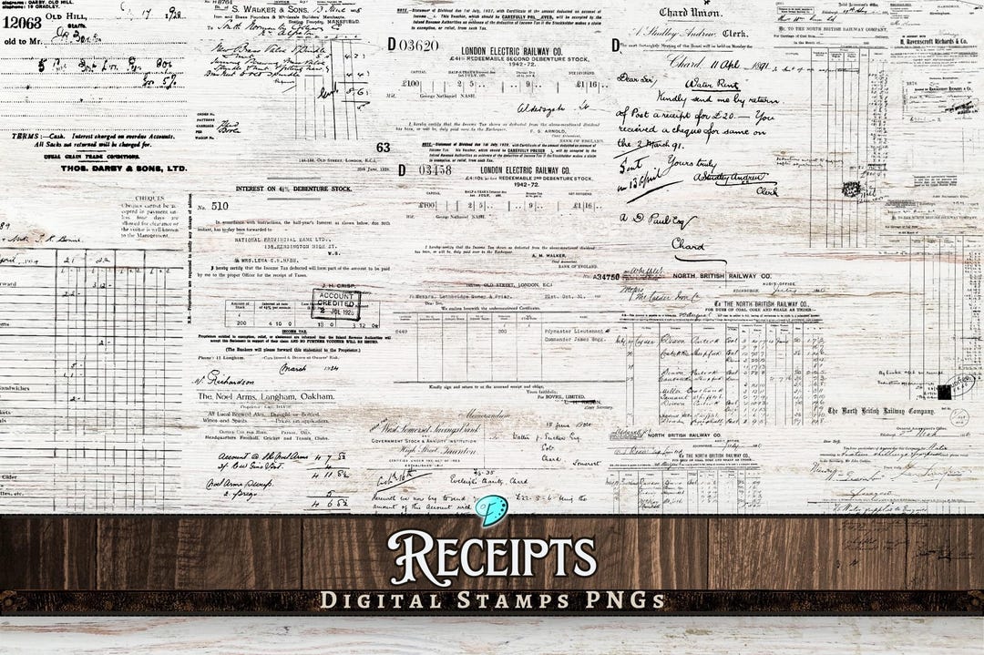 Receipts Digi Stamps Bundle | Digital | Overlay | Distressed | Junk ...