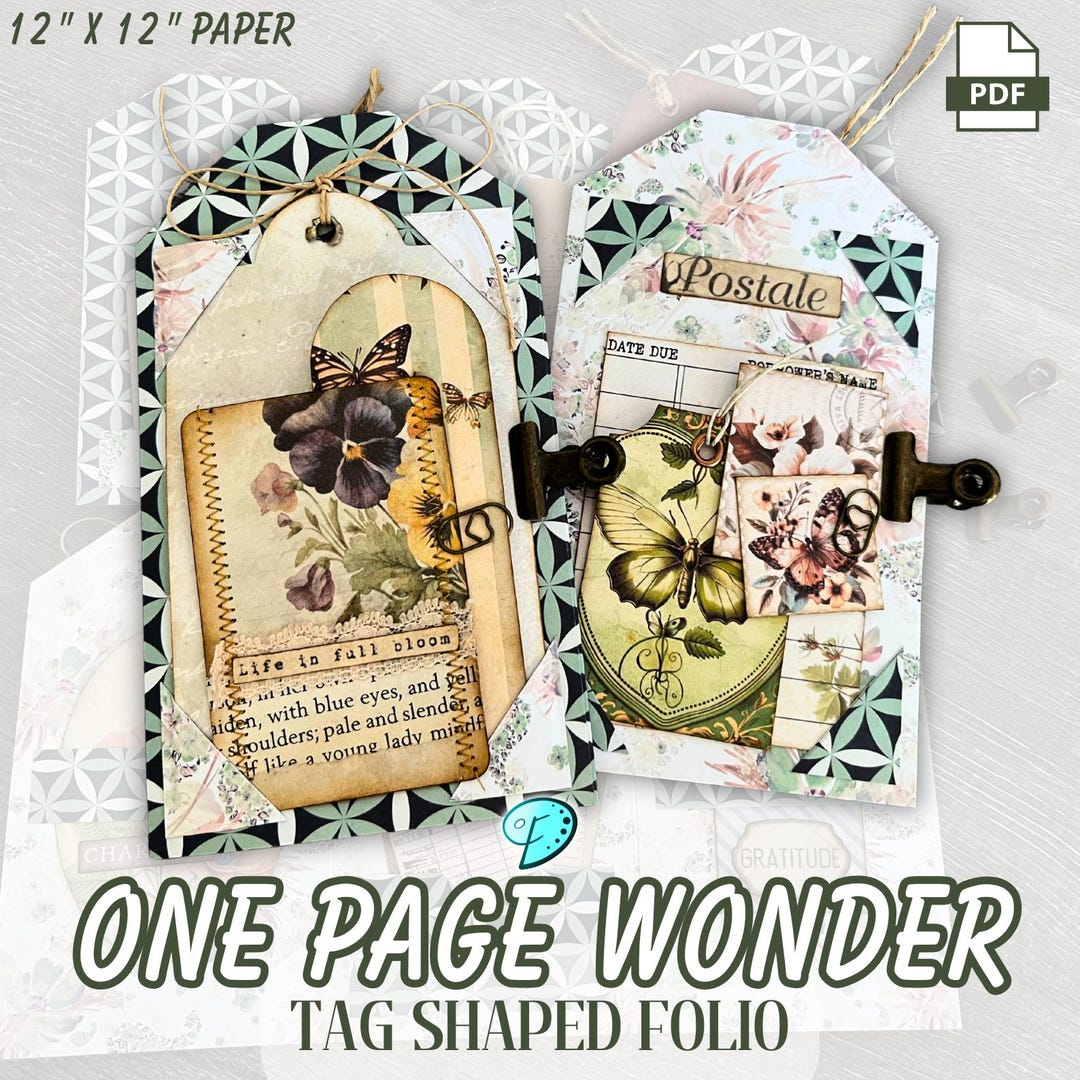 Tag Shaped Folio One Page Wonder Template | Junk Journal | Scrapbooking ...