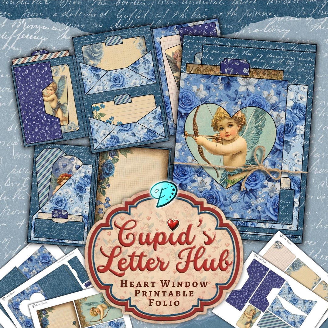 Cupid's Letter Hub Heart Window Folio Kit | Printable | Vintage ...