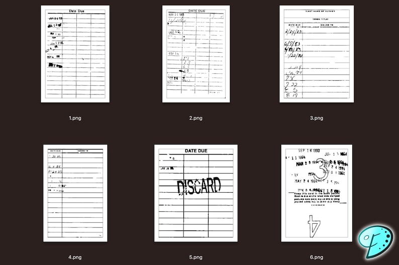 Library Card Stamps SVG PNG Bundle | Digital | Overlay | Distressed ...