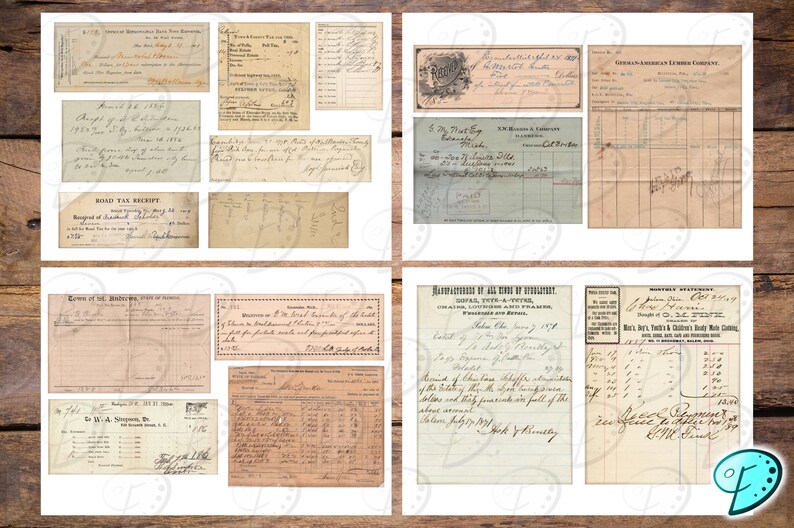 Old Receipts Printable Ephemera | Antique | Aged | Old | Printable ...