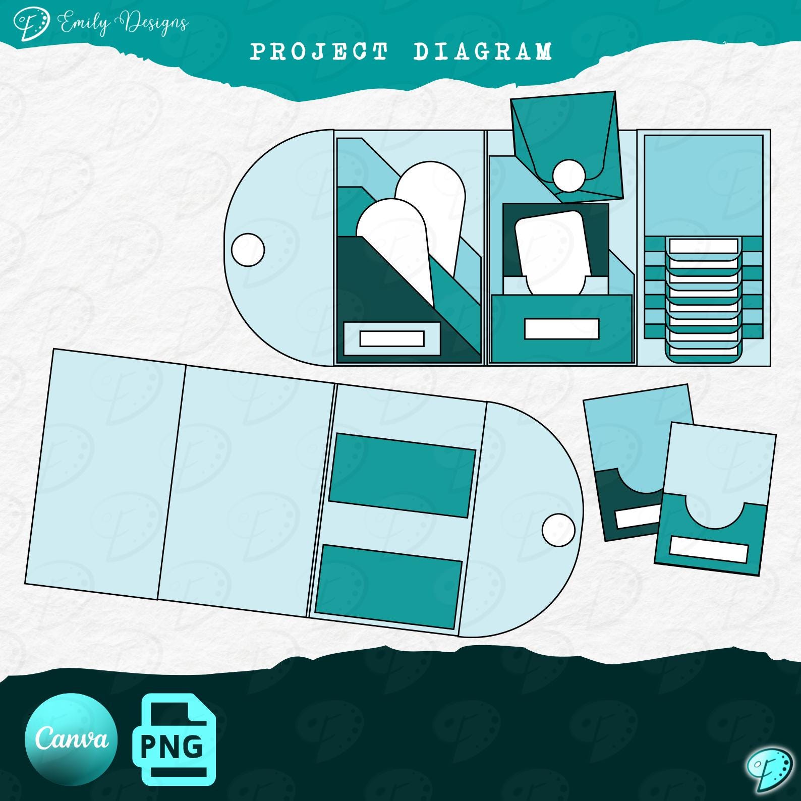Waterfall Tab Fold Folio Template | Junk Journal | Scrapbook | Ephemera ...