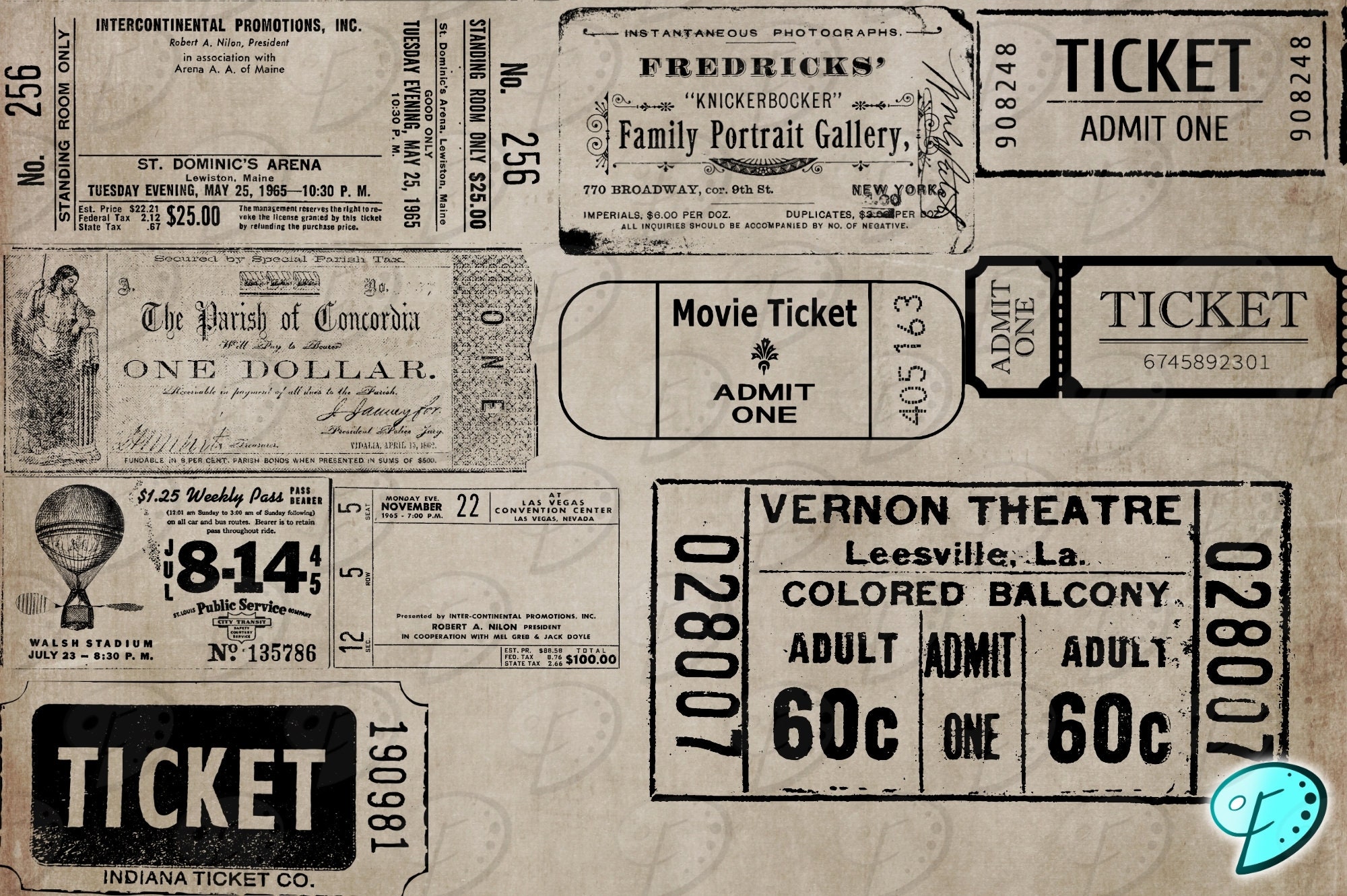 Vintage Ticket Digital Stamps SVG & PNG Overlay Distressed Junk Journal ...