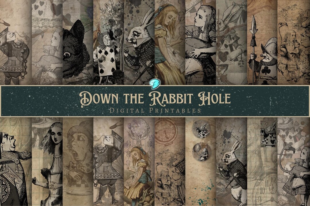Down the Rabbit Hole Printable Papers | Vintage | Ephemera | Shabby ...