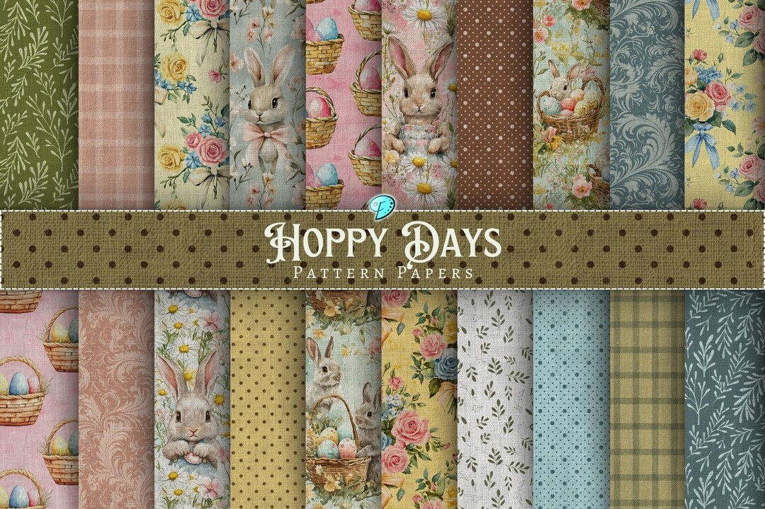 Hoppy Days Pattern Papers | Ephemera | Vintage | Scrapbook | Journal ...