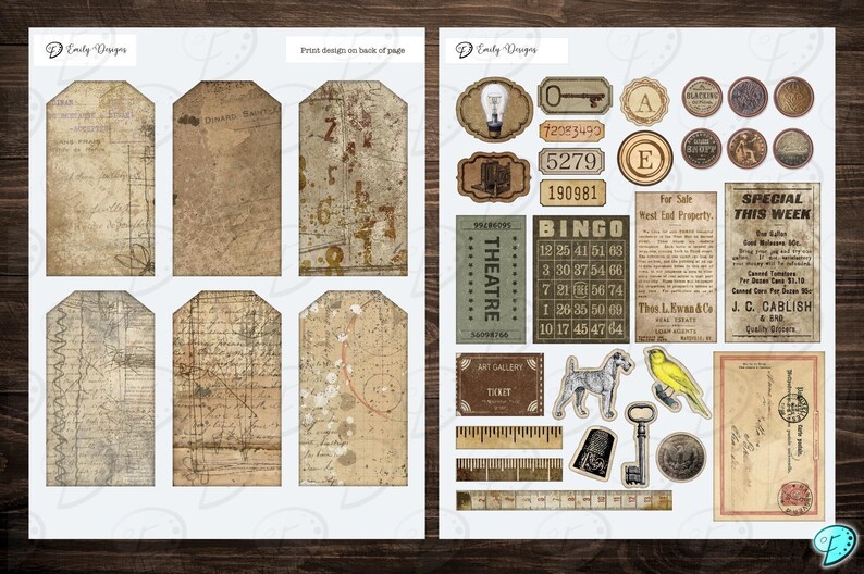 Vintage Layered Tags Printable Kit | Antique | Aged | Junk Journal ...