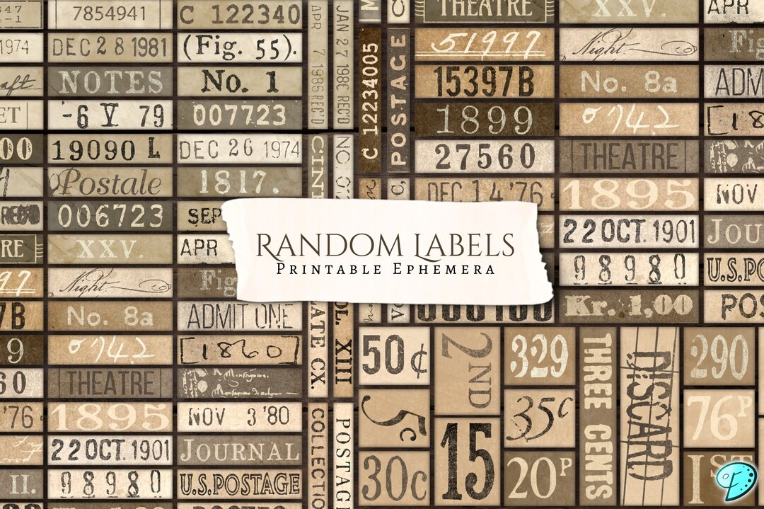 Random Labels Printable Ephemera | Antique | Aged | Vintage | Junk ...