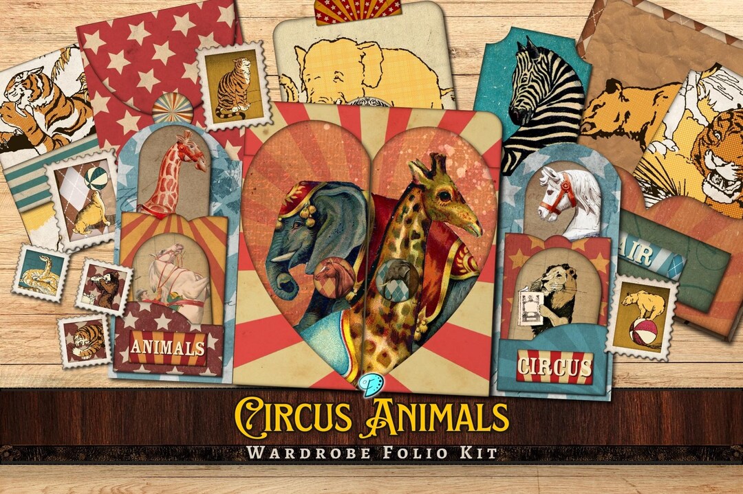 Cut and Craft Circus Animals Wardrobe Folio Kit | Printable | Vintage ...