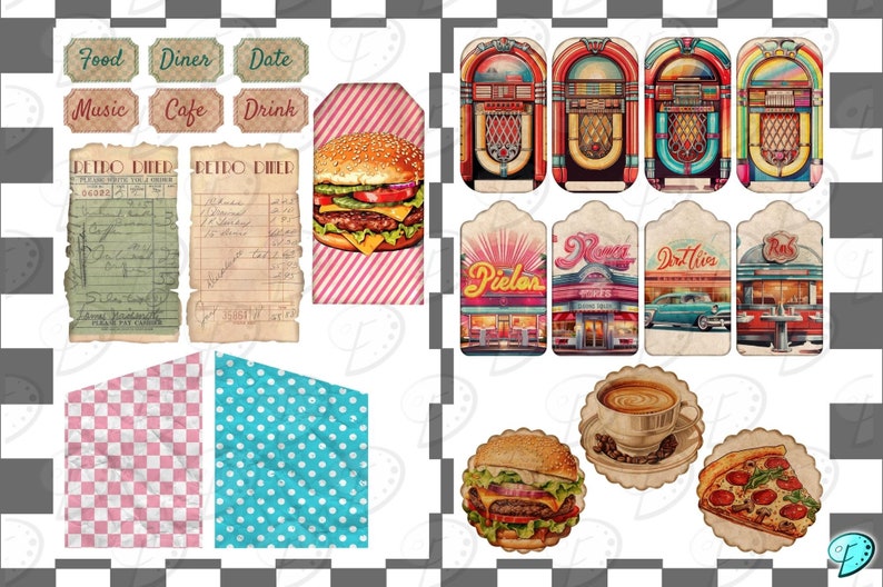 Retro Diner Junk Journal Kit | Ephemera | Antique | Vintage | Scrapbook ...