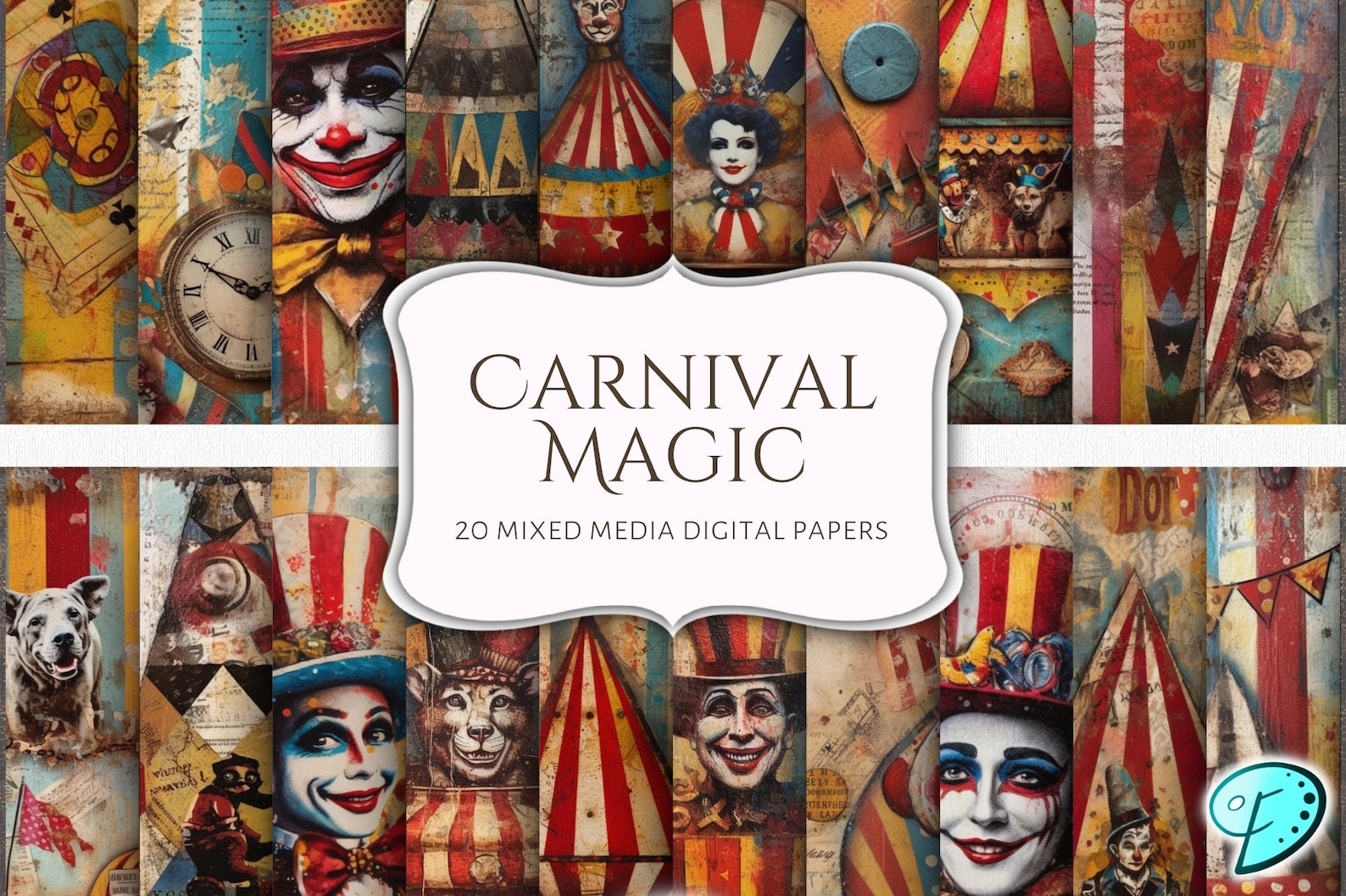 Carnival Magic Vintage Printable Digital Papers: Scrapbook Paper ...
