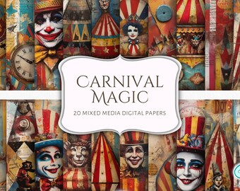 Carnival Magic Vintage Printable Digital Papers: Scrapbook Paper ...