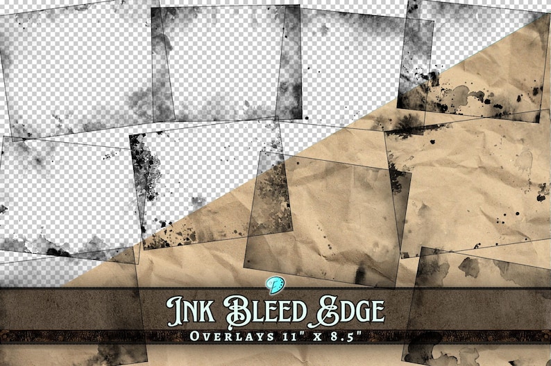 Ink Bleed Edge Overlays | Overlay | Distressed | Junk Journal ...