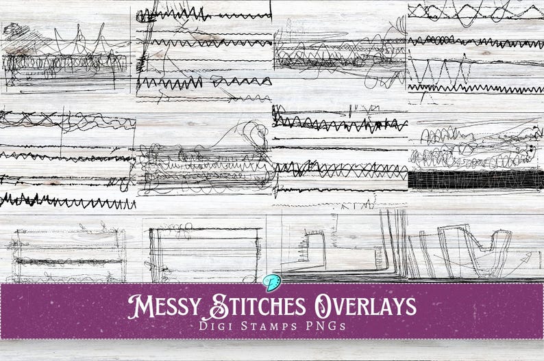 Messy Stitches Overlay Digi Stamp Bundle | Distressed | Junk Journal ...