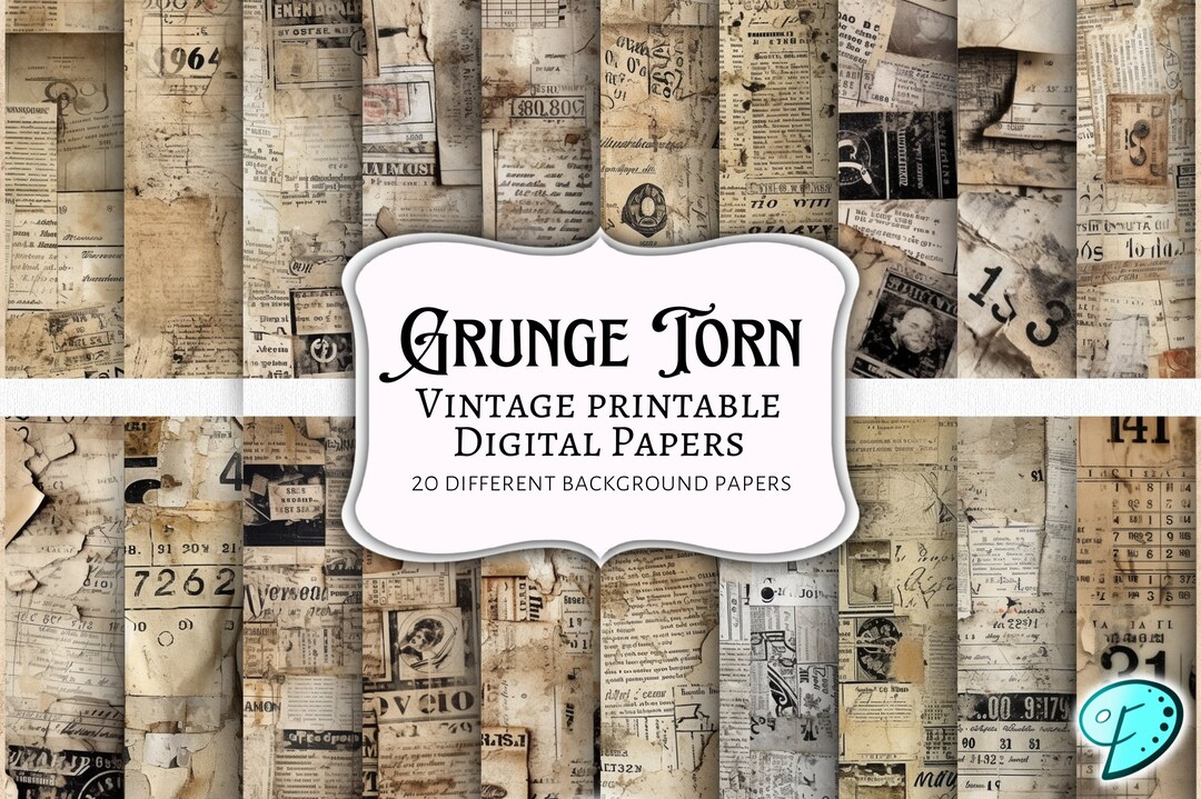 Grunge Torn Vintage Printable Digital Papers: Scrapbook Paper ...